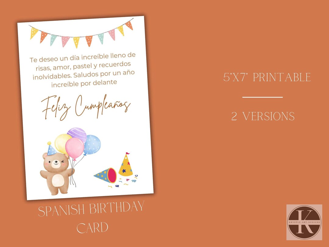Feliz Cumpleaños Printable Card | Printable Spanish Birthday Card ...