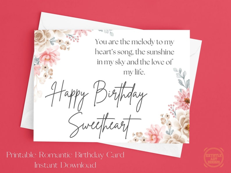 Romantic Birthday Card Printable Birthday Card for Boyfriend Digital ...