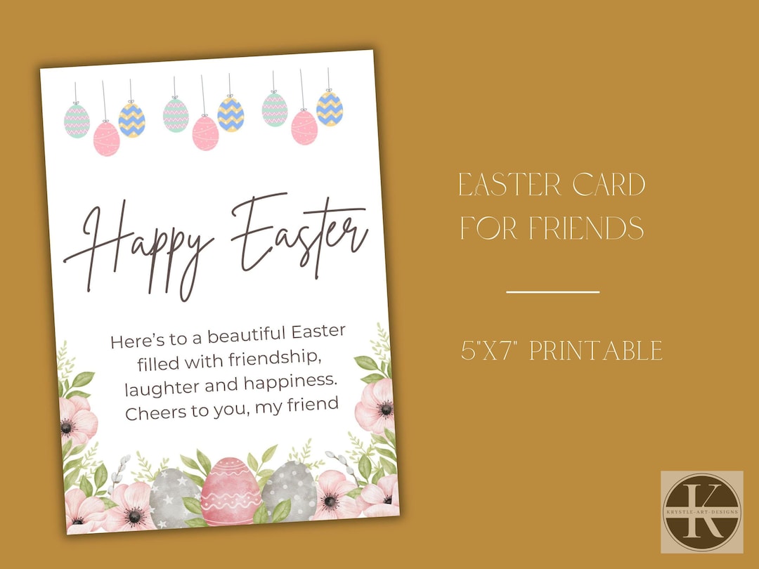 Happy Easter Printable Card for Friends | Printable Happy Easter Card for Friend | Easter ...
