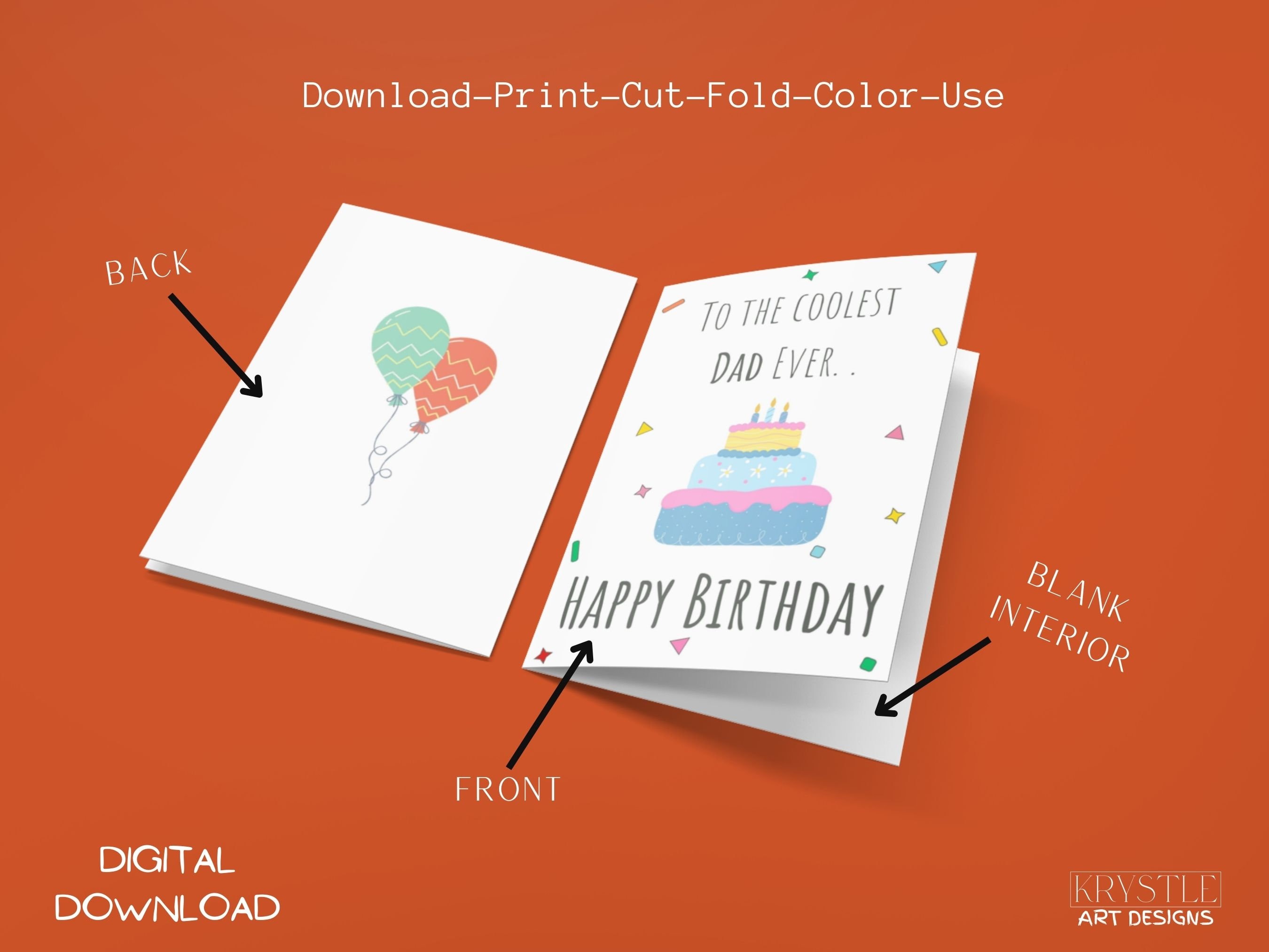 Birthday Card for Dad | Printable Birthday Card for Daddy | Birthday ...