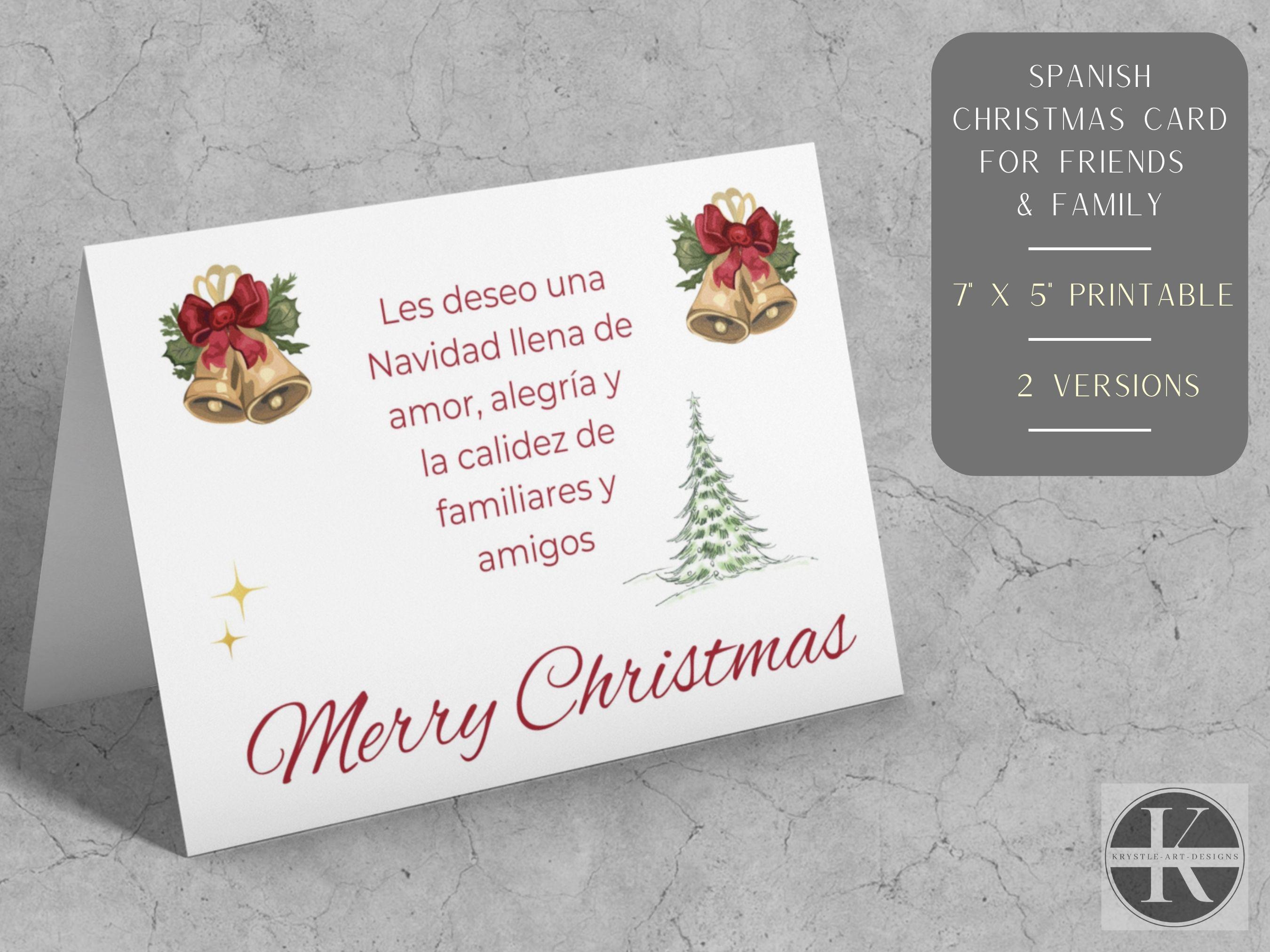 Feliz Navidad Printable Card for Friends & Family | Printable Spanish ...
