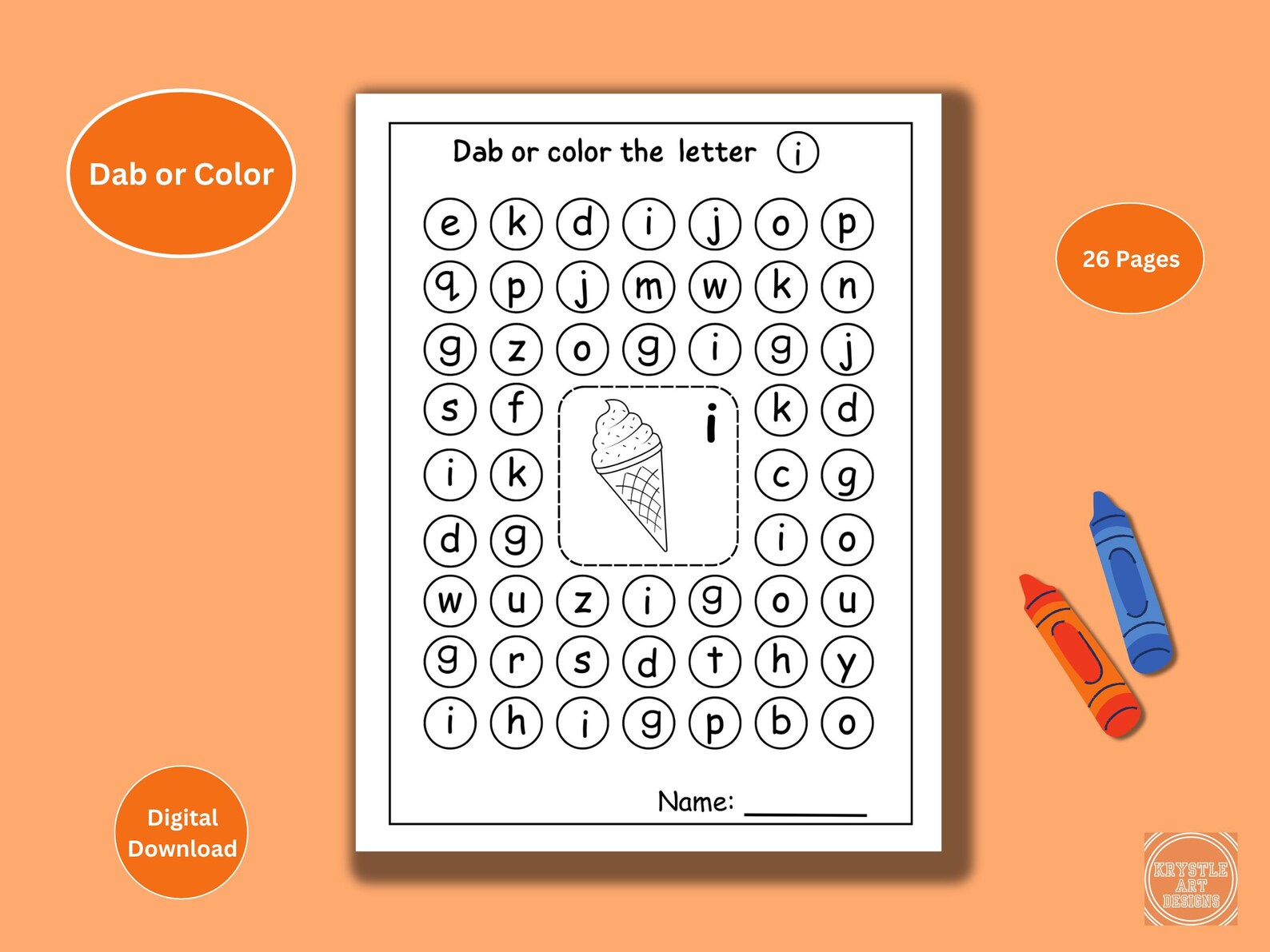 Dab the Letters Worksheets. 26 Printable Lowercase Alphabet Dab It ...