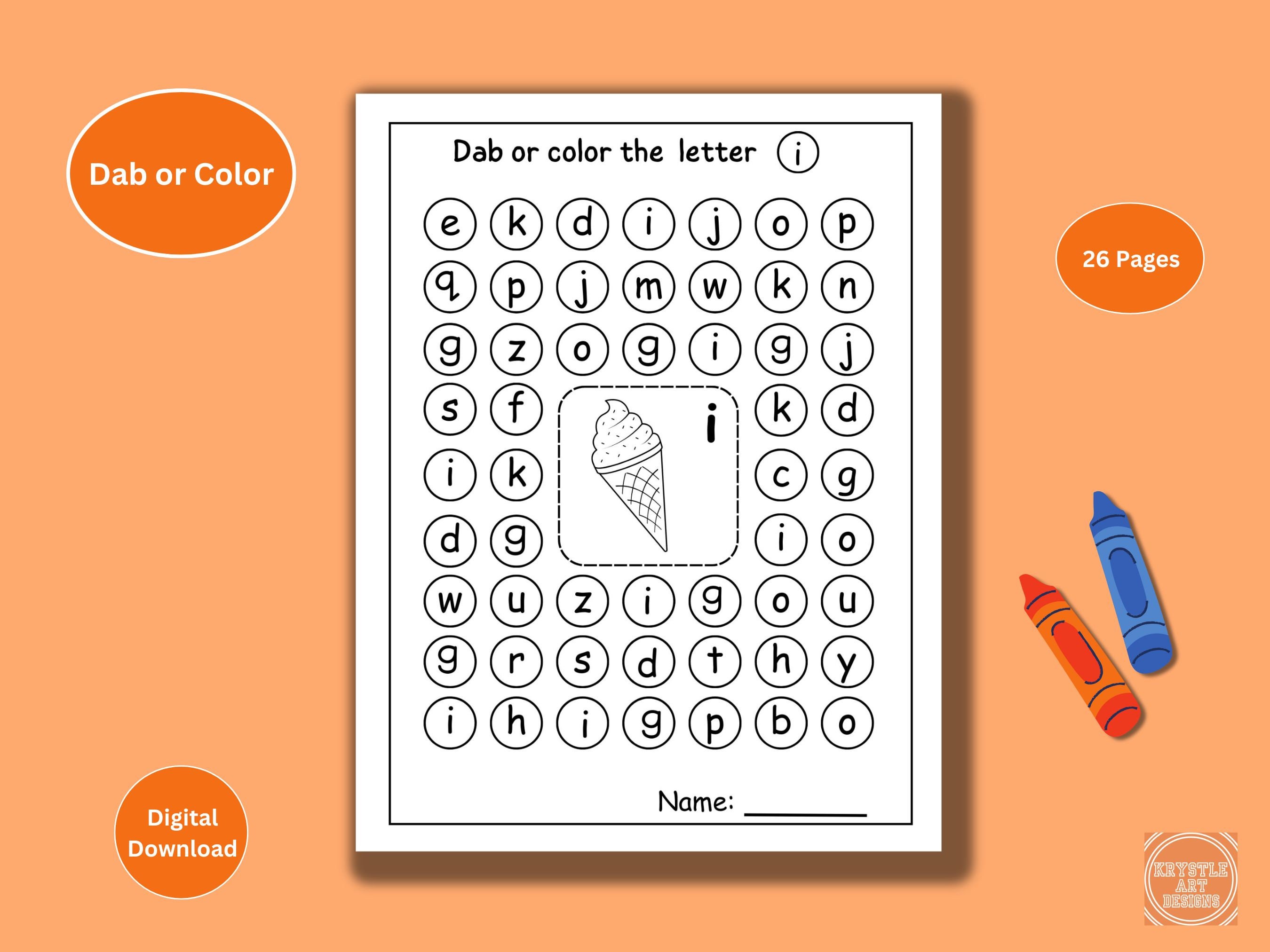 Dab the Letters Worksheets. 26 Printable Lowercase Alphabet Dab It ...