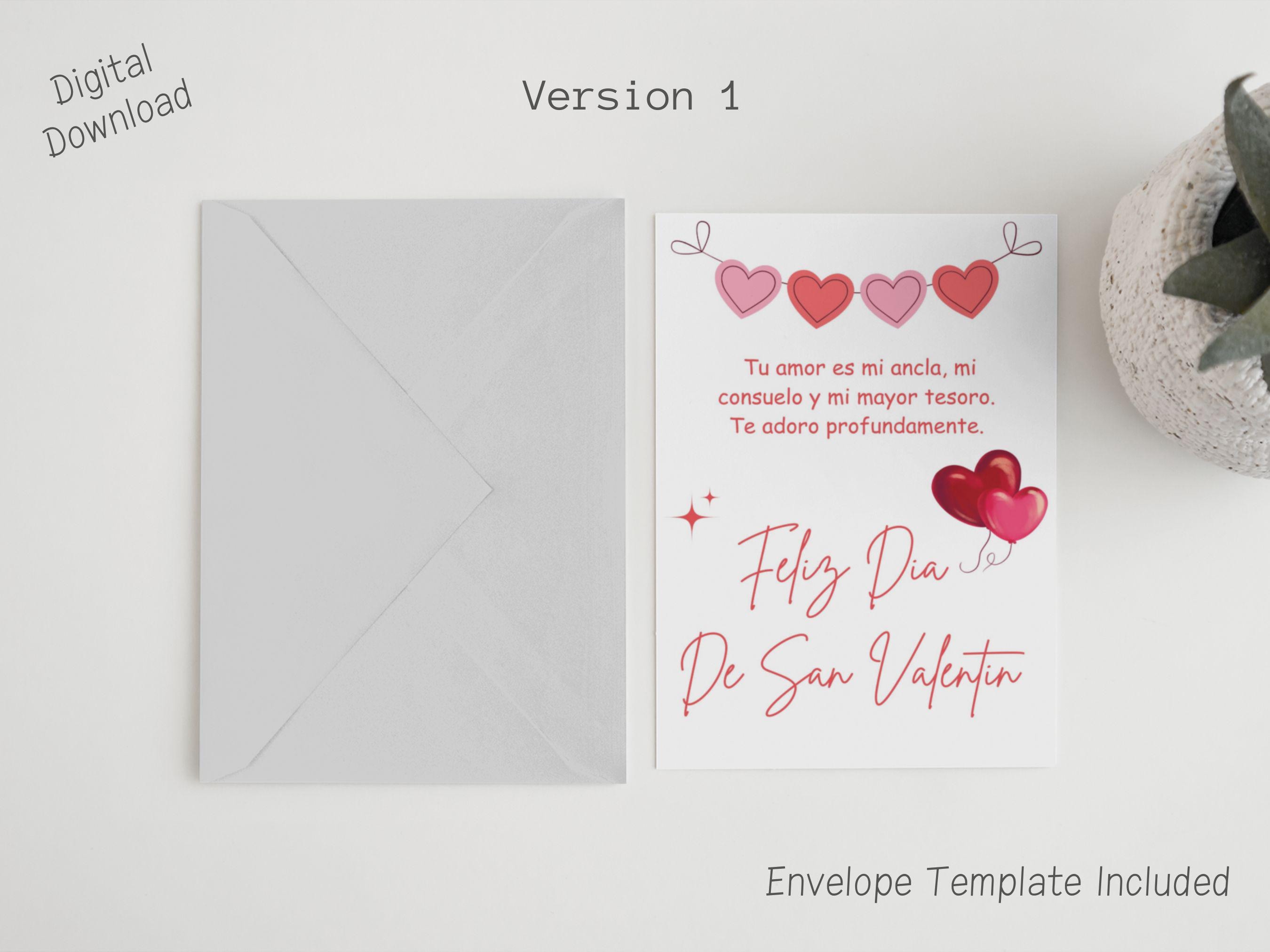 Spanish Valentine's Day Printable Card | Feliz Dia De San Valentin Card ...