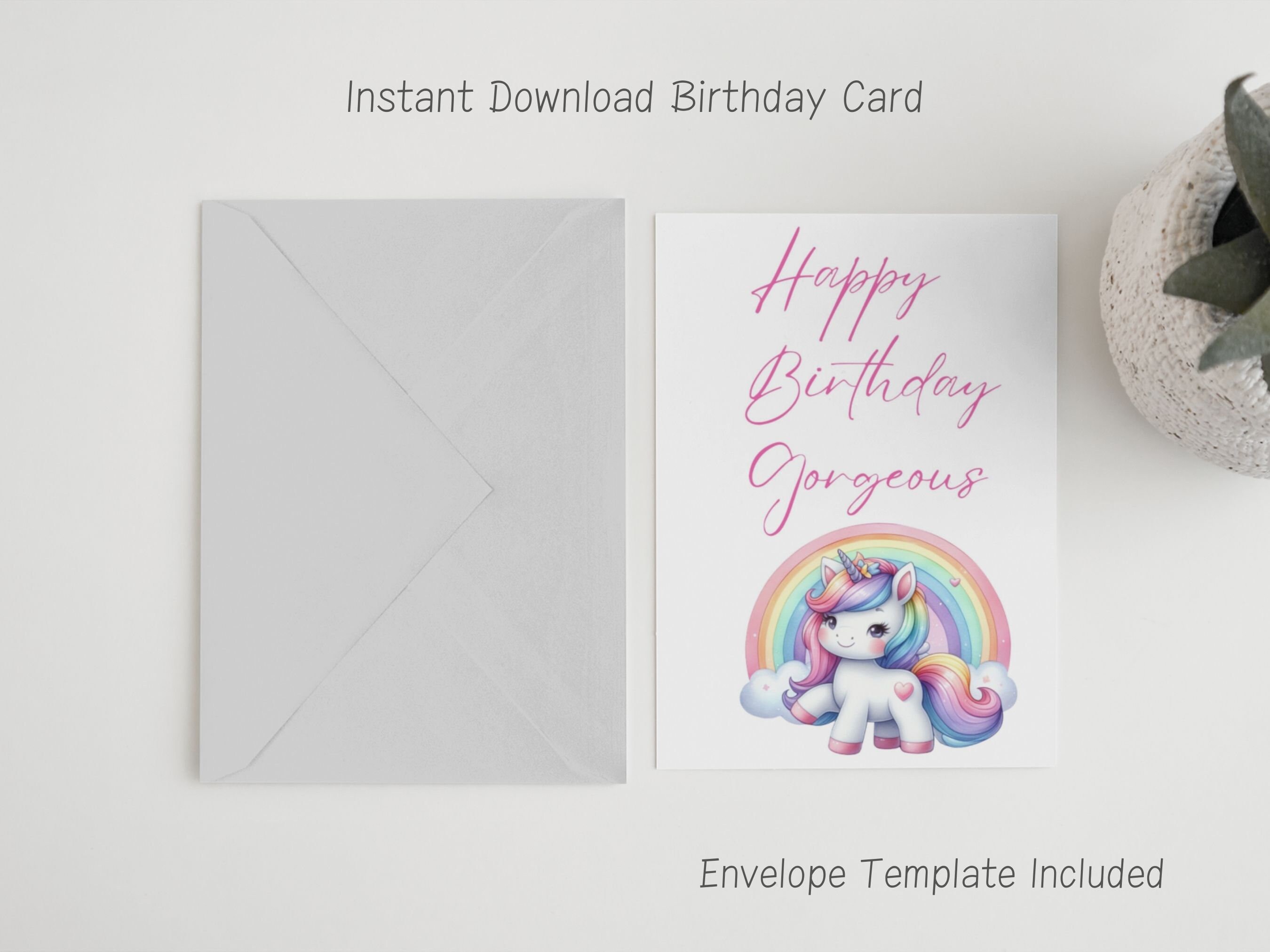 Printable Unicorn Birthday Card | Happy Birthday Card | Digital ...