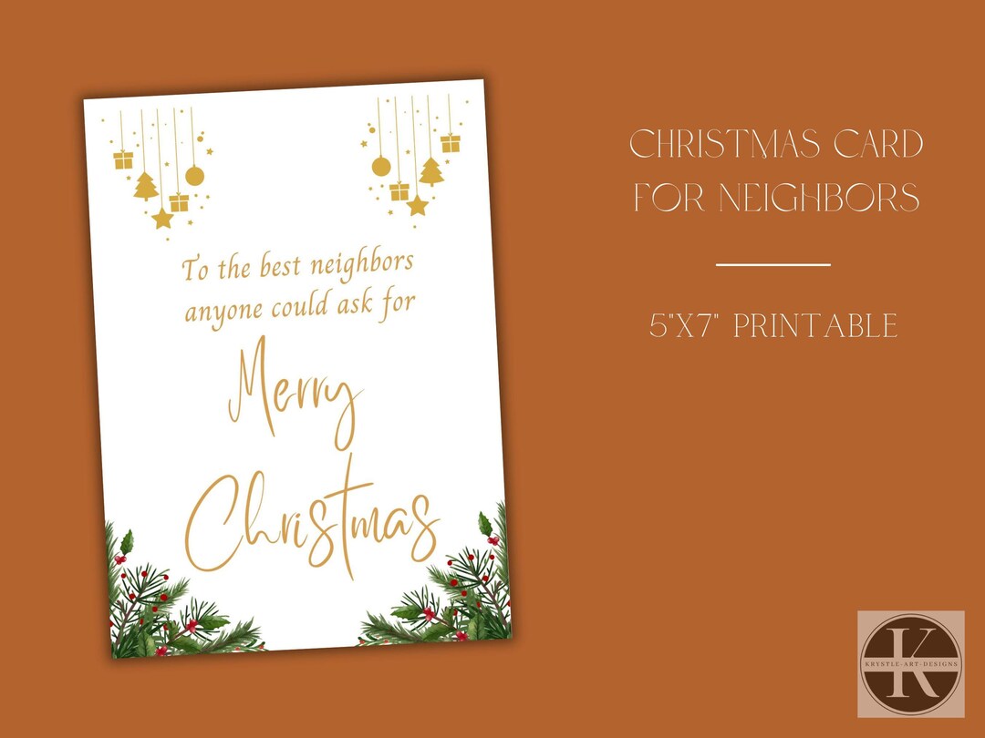 Neighbors Christmas Card Printable | Instant Download X'mas Card for ...