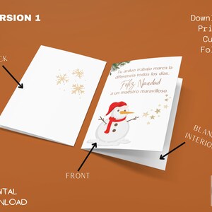Teacher Feliz Navidad Printable Card | Printable Spanish Christmas Card ...
