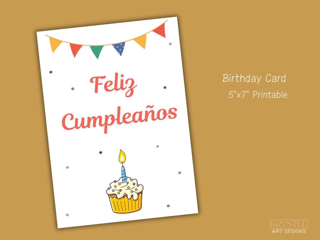 Feliz Cumpleaños Card: Spanish Birthday Printable (digital Download) - Etsy
