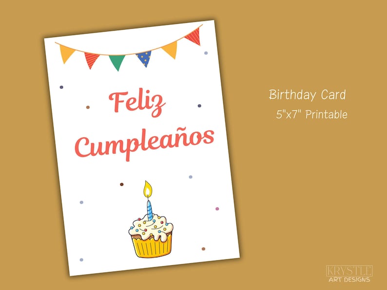 Feliz Cumpleaños Printable Card | Printable Spanish Birthday Card | Spanish Birthday Card for ...