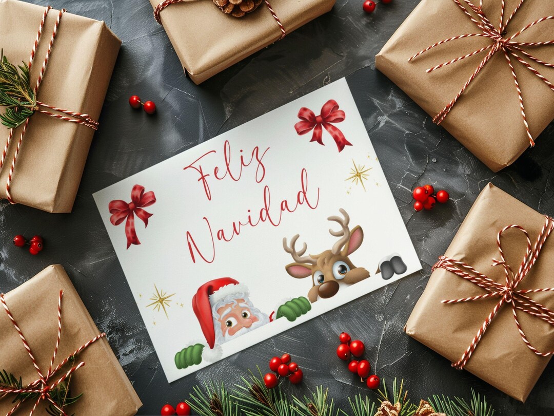 Feliz Navidad Printable Card Printable Spanish Christmas Card for ...