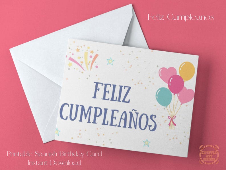 Feliz Cumpleaños Printable Card | Printable Spanish Birthday Card | Digital Birthday Card for ...