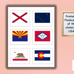 50 Flashcards of the Flags of the States of USA | Printable Flashcards ...