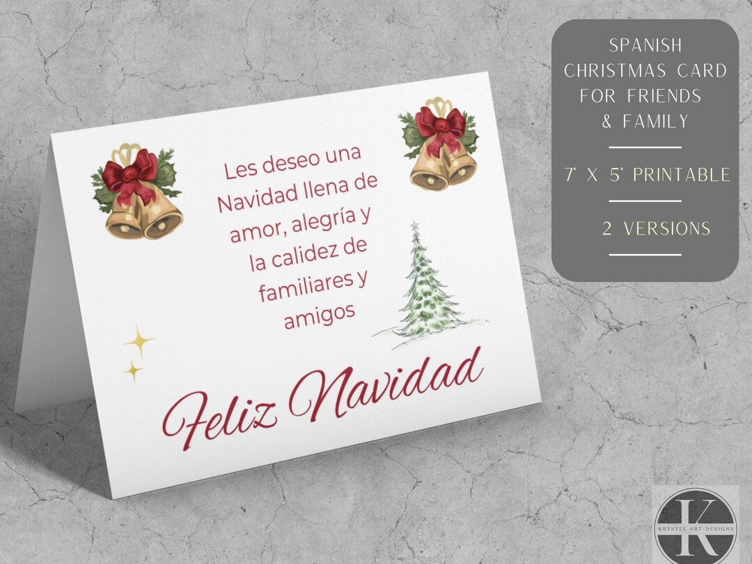 Feliz Navidad Printable Card for Friends & Family | Printable Spanish ...