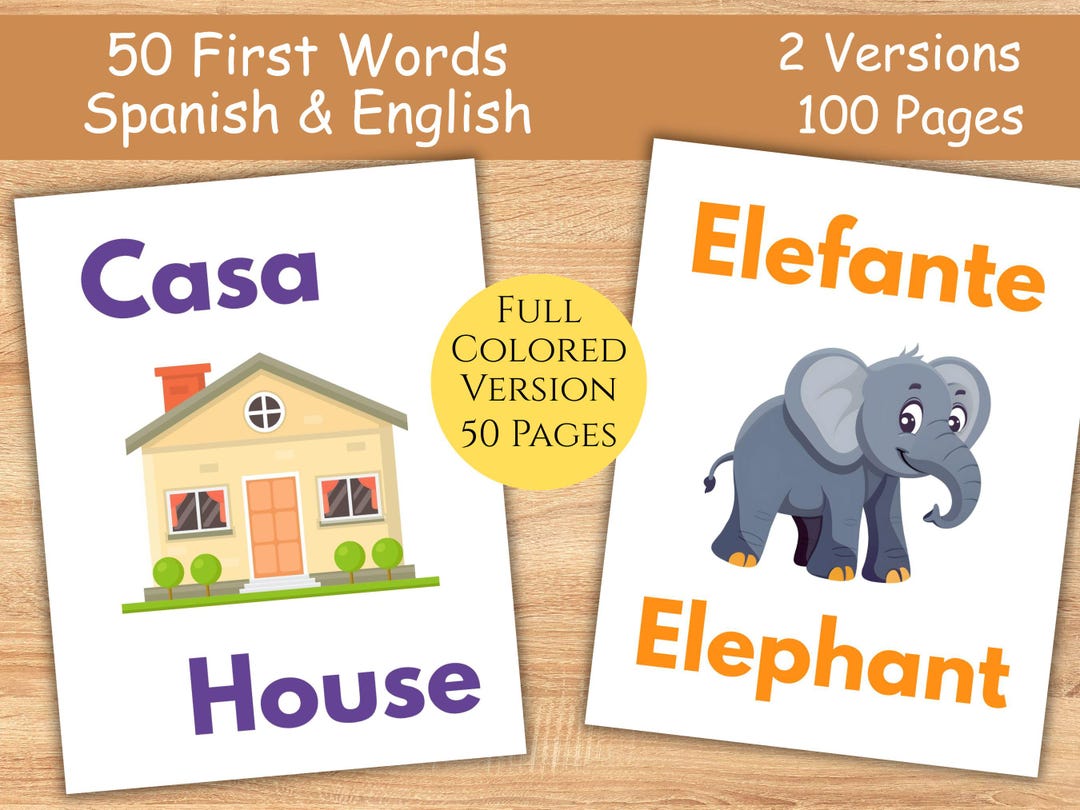 First Spanish Words Worksheet: Bilingual Kids Activity Book (digital ...