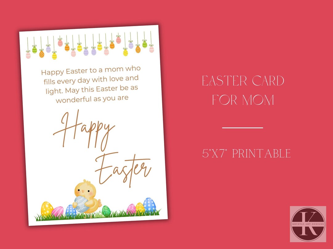 Happy Easter Printable Card for Mom | Printable Easter Card for Mother ...