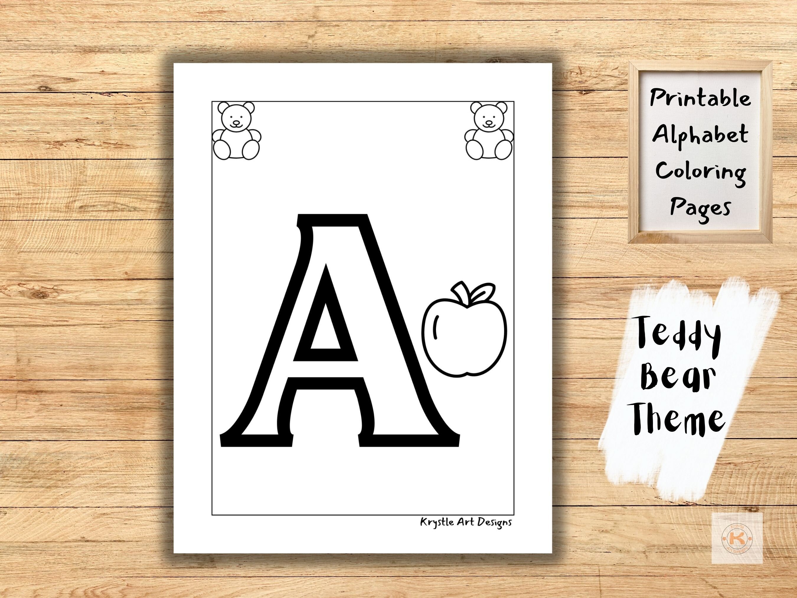 Printable Alphabet Coloring Book Worksheets. Color the Letters. Teddy ...