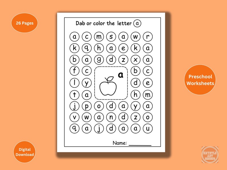 Dab the Letters Worksheets. 26 Printable Lowercase Alphabet Dab It ...