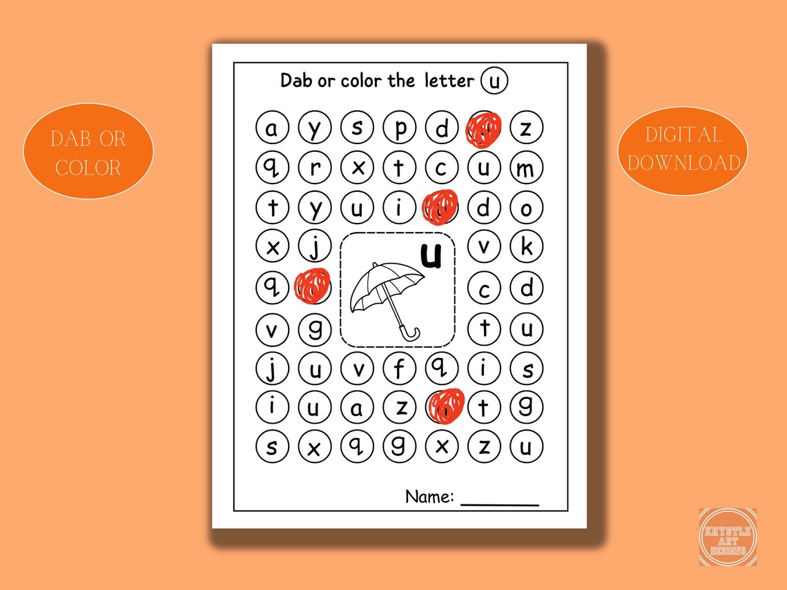 Dab the Letters Worksheets. 26 Printable Lowercase Alphabet Dab It ...