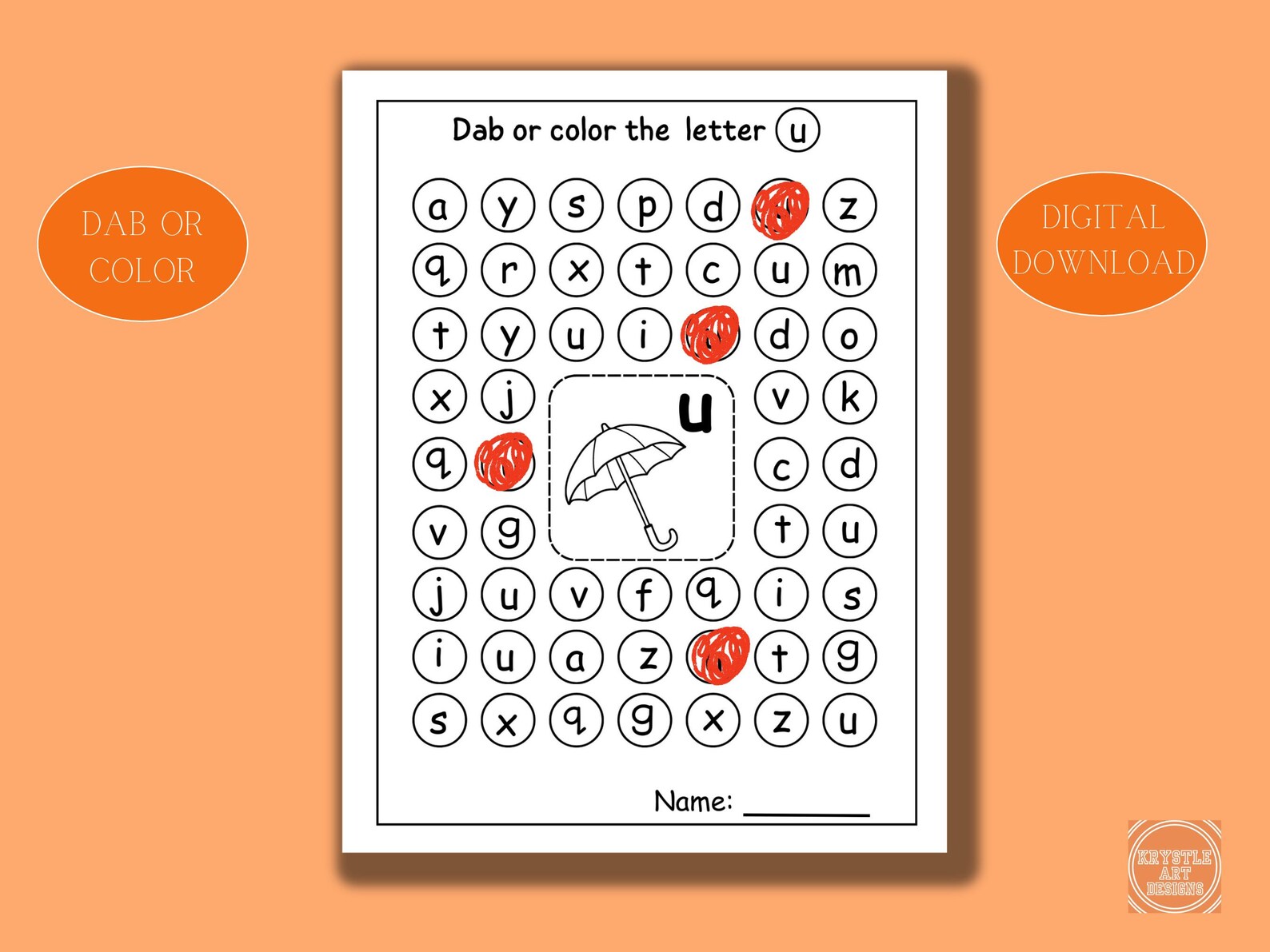 Dab the Letters Worksheets. 26 Printable Lowercase Alphabet Dab It ...
