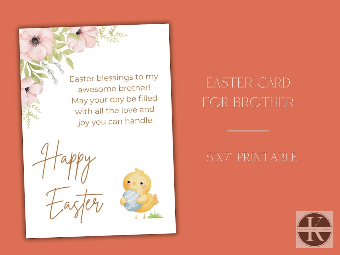 Brother Easter Printable Card | Printable Happy Easter Card for Bro ...