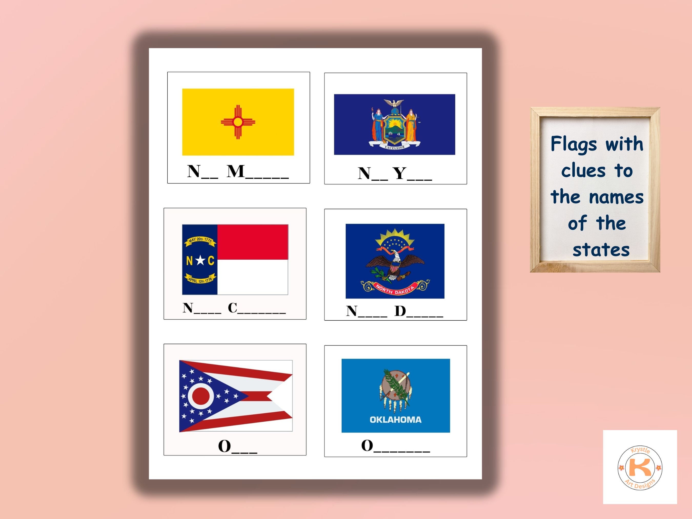50 Flashcards of the Flags of the States of USA Printable Flashcards ...