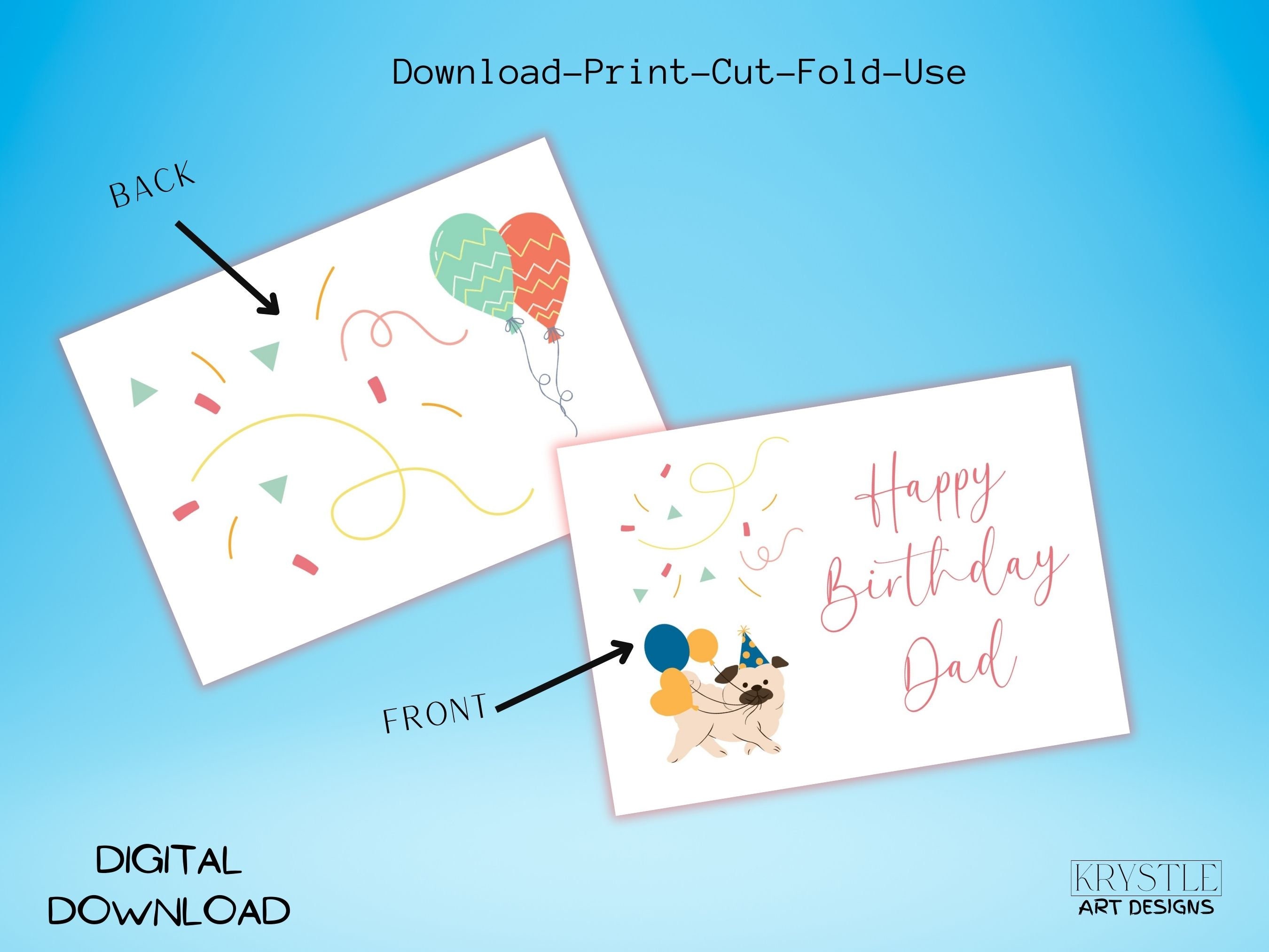 Birthday Card for Dad Printable Birthday Card for Dad Birthday ...