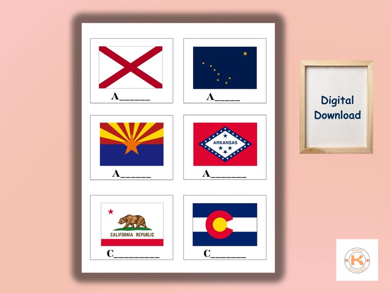 50 Flashcards of the Flags of the States of USA | Printable Flashcards ...