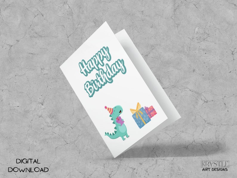 Printable Birthday Card Dinosaur Theme Birthday Greeting - Etsy