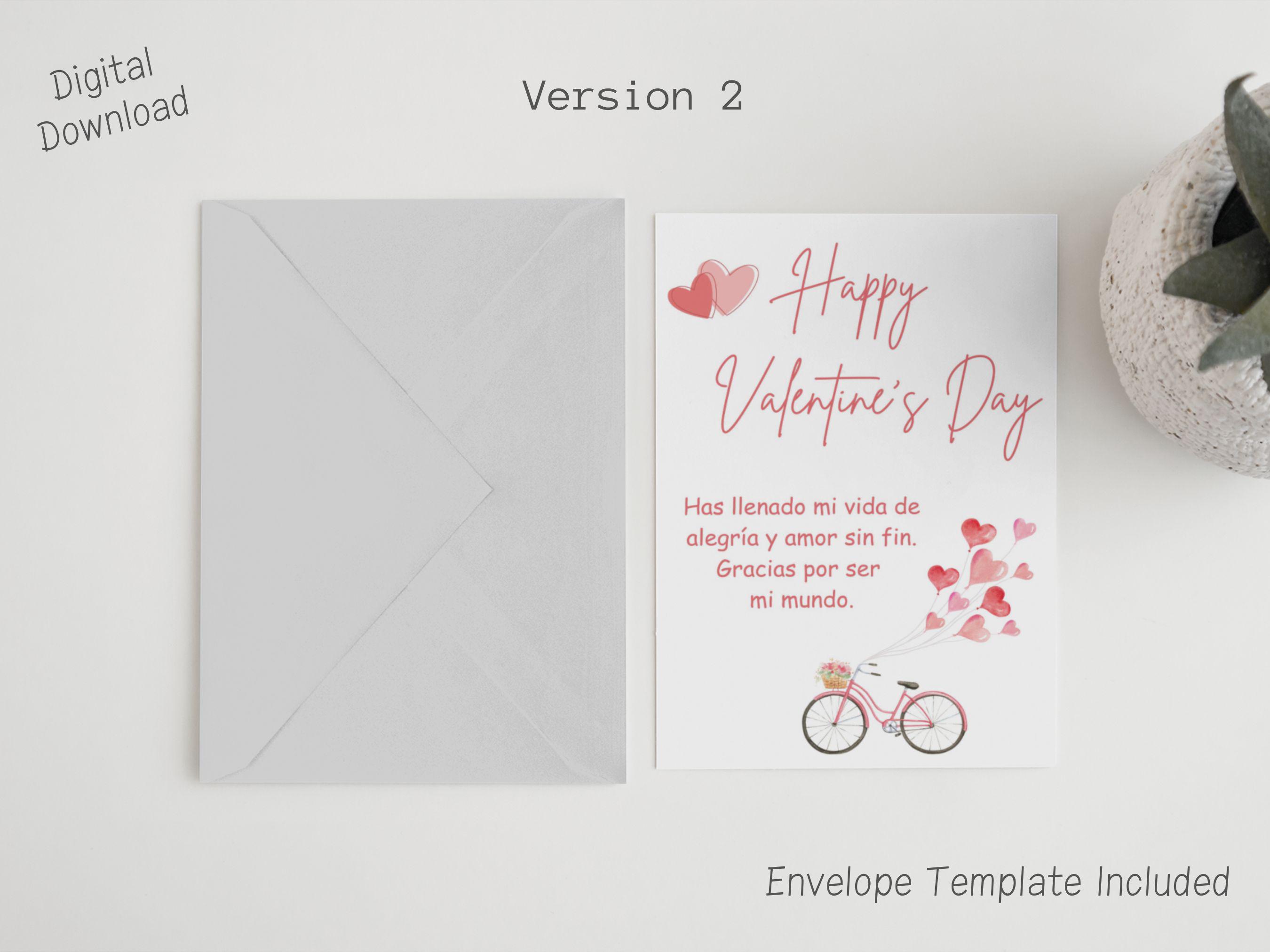 Spanish Valentines Day Printable Card | Feliz Dia De San Valentin Card ...