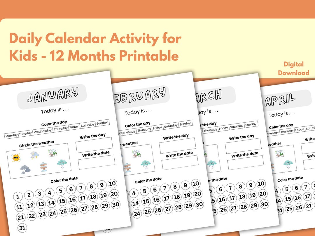 Kids Daily Calendar Activity Printable | Preschool and Kindergarten ...