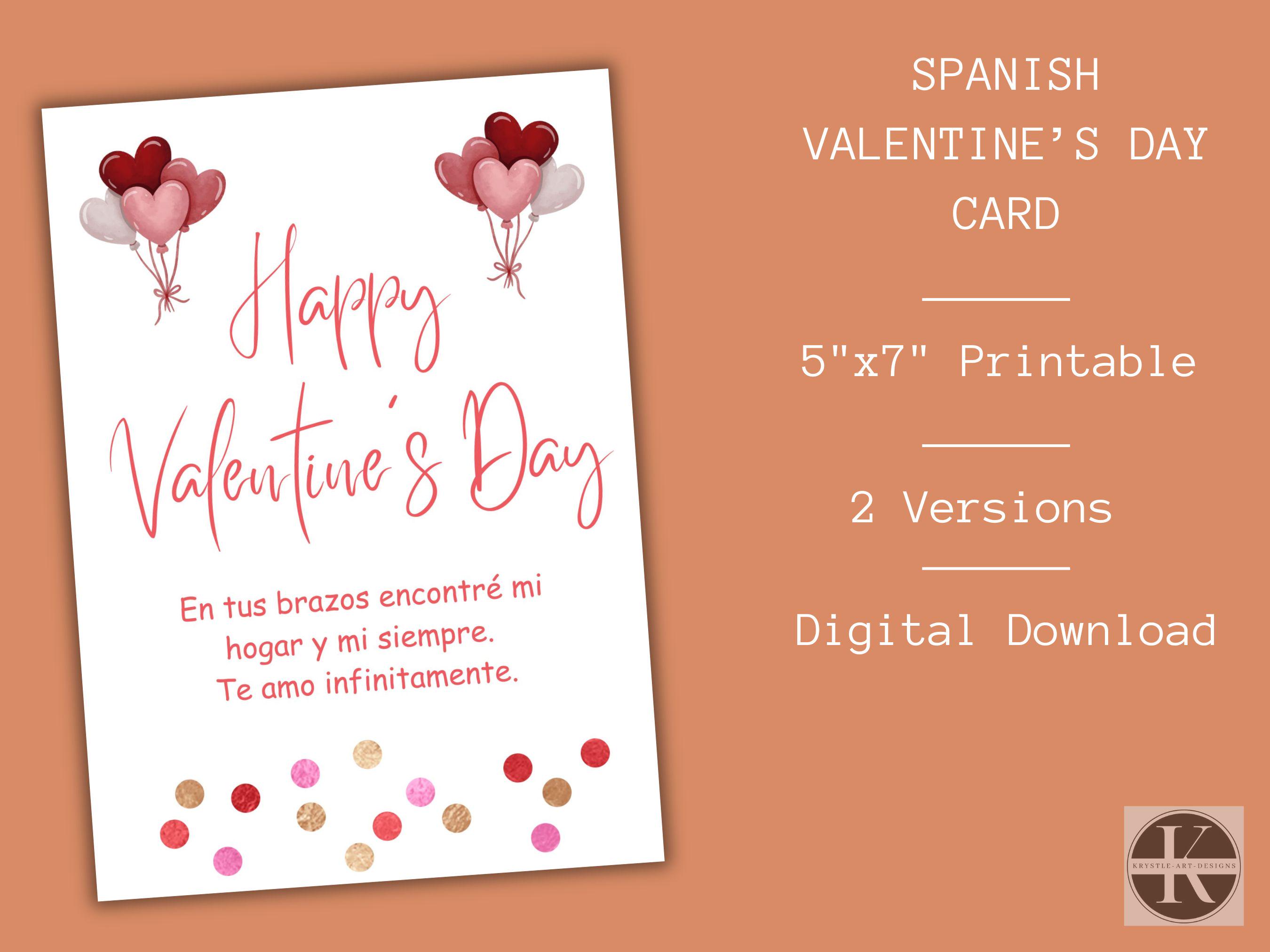 Feliz Dia De San Valentin Card | Spanish Valentine's Day Printable Card ...