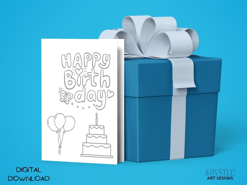 Colorable Birthday Card for a Child Printable Coloring Card - Etsy