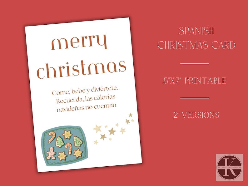 Feliz Navidad Printable Card | Printable Spanish Christmas Card ...