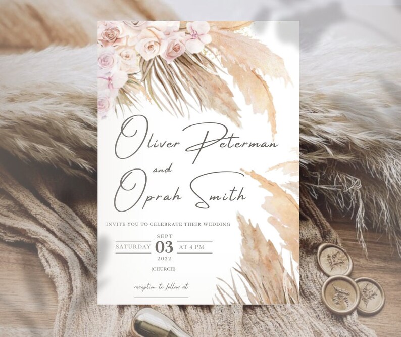 Wedding Invitation - Card (boho/filipiniana & Pink Flower Theme) - Etsy