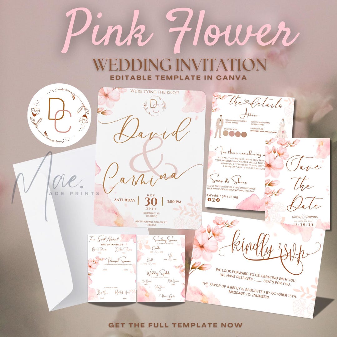 Flower Theme (canva Editable Template) - Etsy