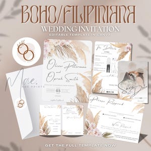 Wedding Invitation: Boho/filipiniana Theme (canva Editable Template) - Etsy