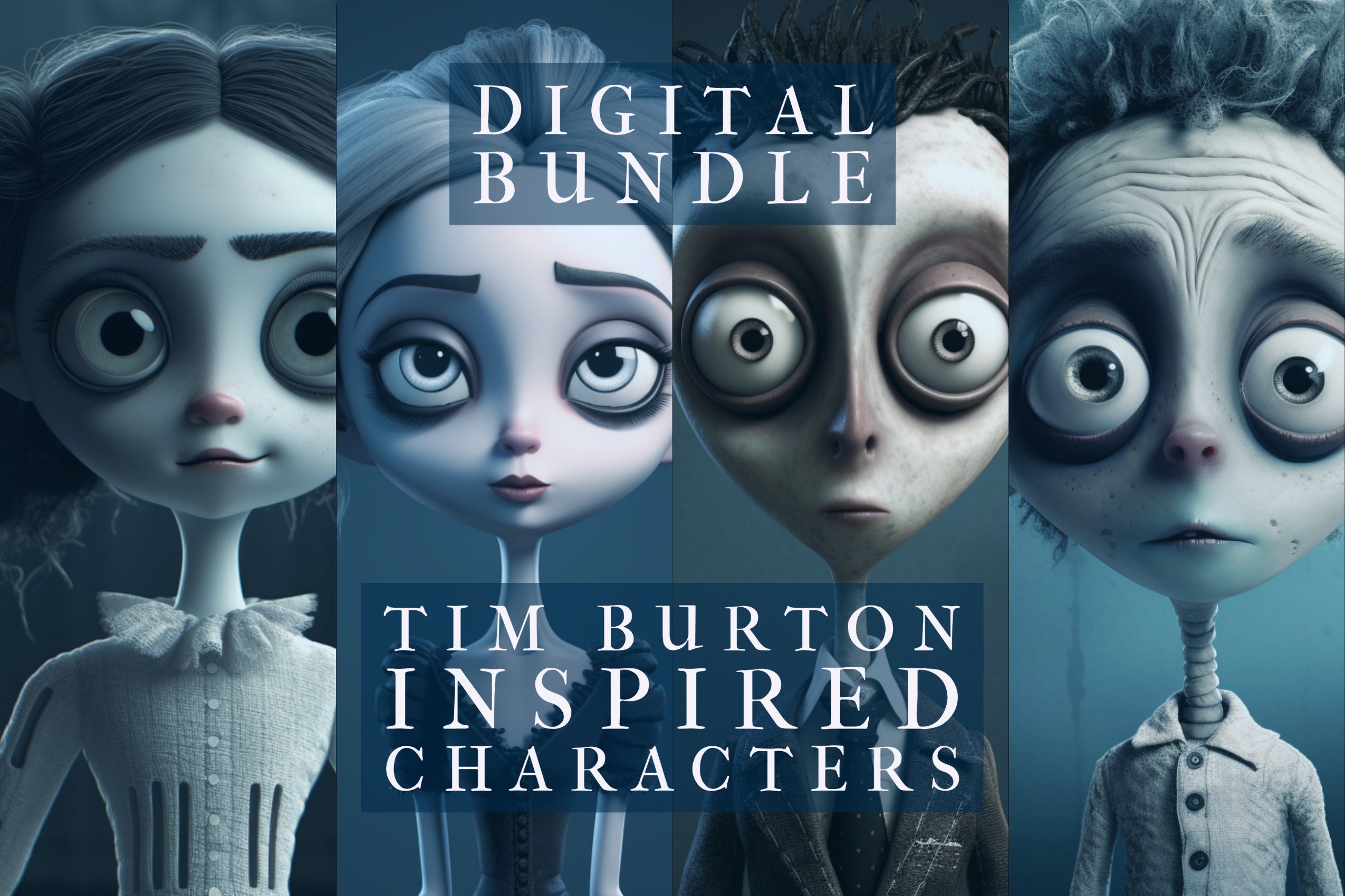 Tim Burton Inspired Characters Digital Bundle 7 Digital Art - Etsy