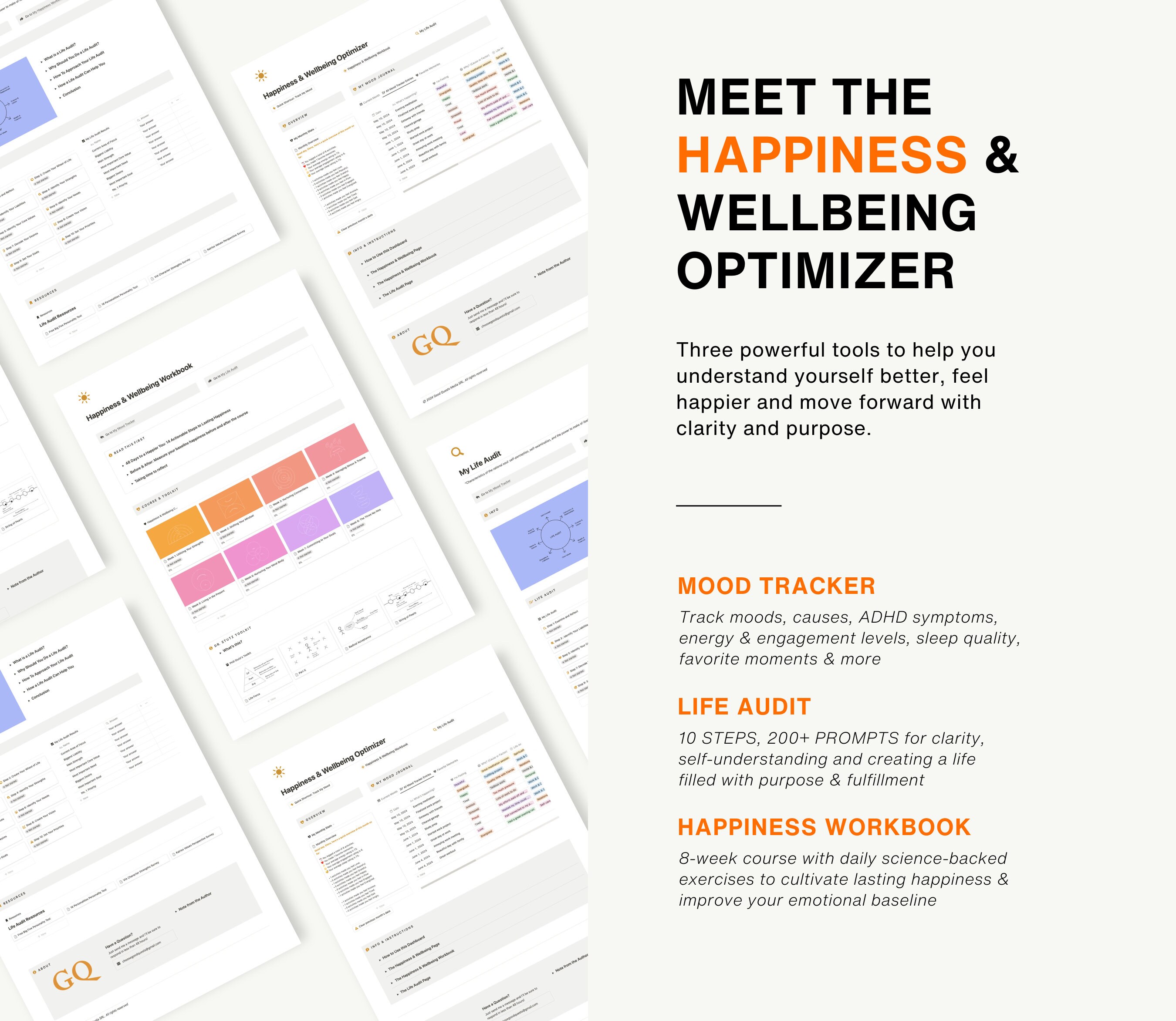 Notion Happiness & Wellbeing Mood Tracker and Journal | Notion Life ...