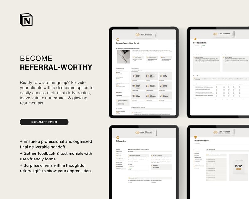 Notion Template Client Portal, Minimalist Client Dashboard, Project ...