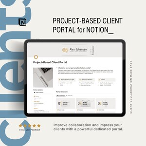 Notion Template Client Portal, Minimalist Client Dashboard, Project Management, Client Tracker ...