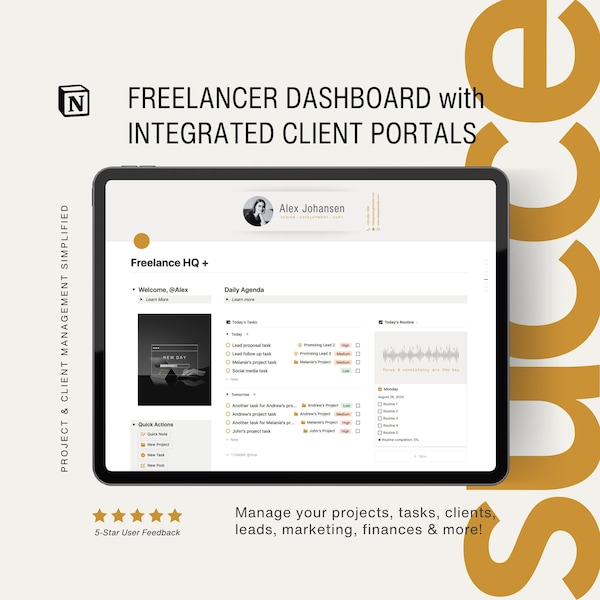 Notion Template Client Portal, Minimalist Client Dashboard, Project Management, Client Tracker ...