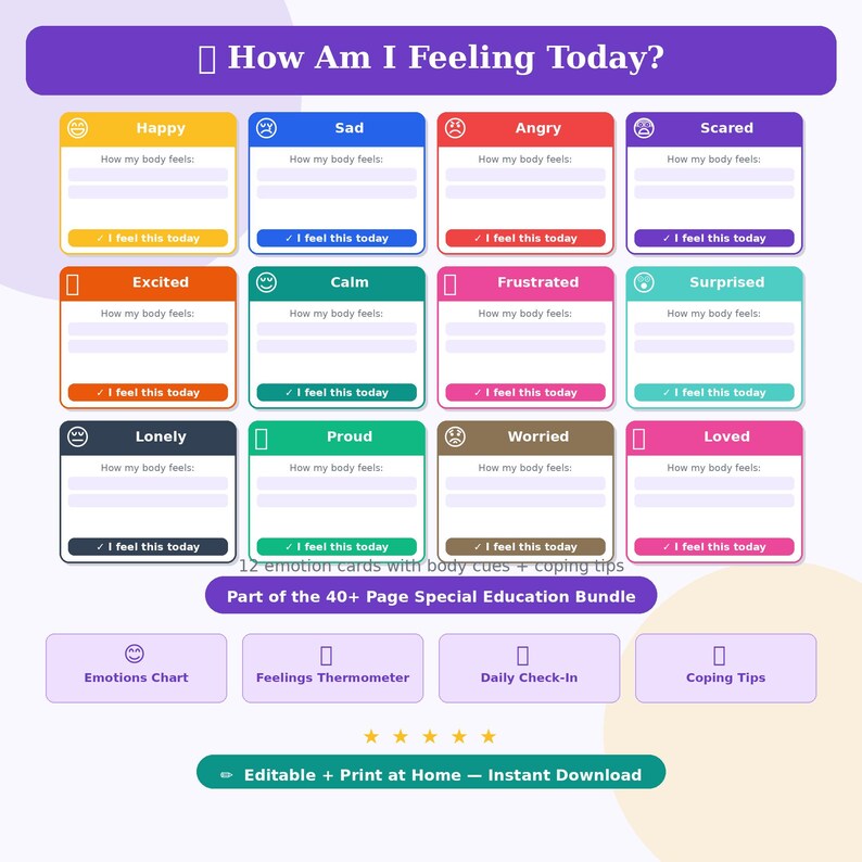 Autism ADHD Printable Pack | Visual Schedule + Emotional Regulation ...