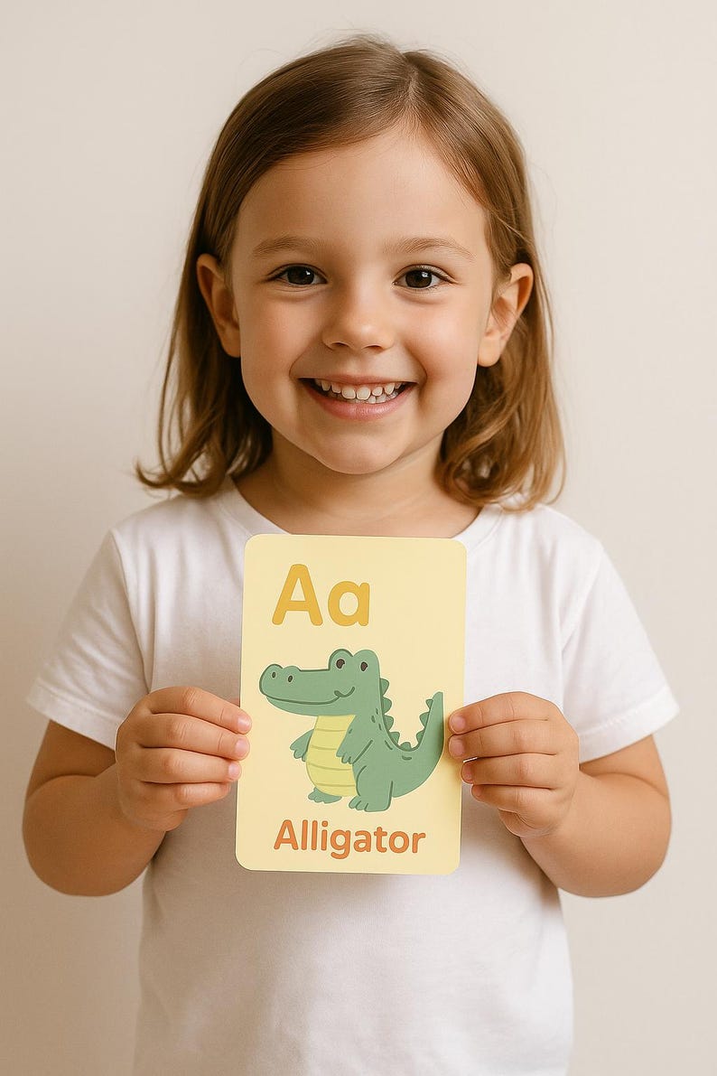 Printable Pastel Cartoon Animal Alphabet Flashcards | Uppercase ...