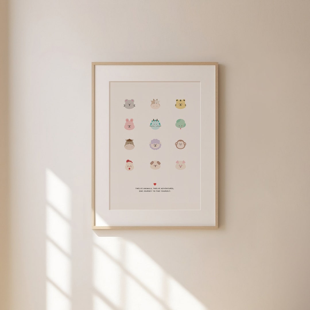 Twelve Chinese Zodiac Printable Poster, Minimal Zodiac Animal Poster ...