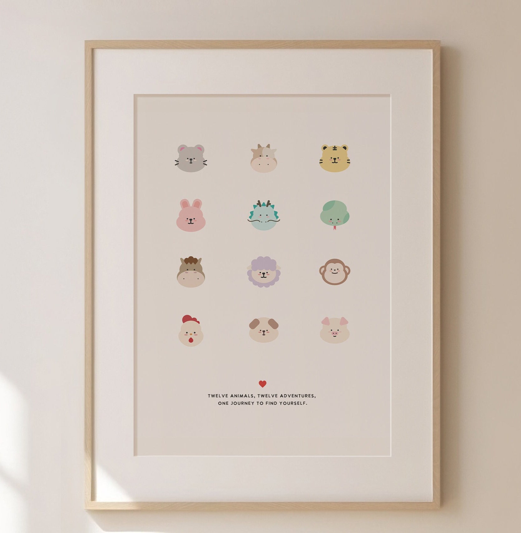 Twelve Chinese Zodiac Printable Poster, Minimal Zodiac Animal Poster ...