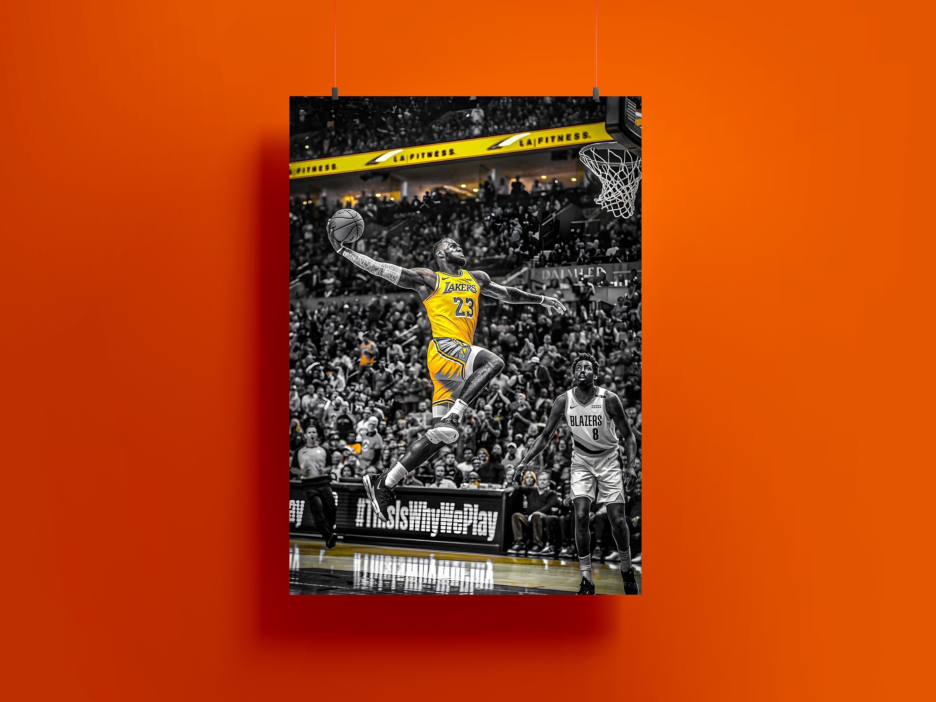 Lebron James Poster, Lakers Dunk Poster Print NBA Canvas Wall Art Gift ...