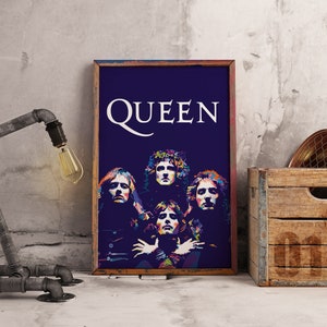 Queen Poster, Freddie Mercury Poster, Queen Band Music Canvas Wall Art ...