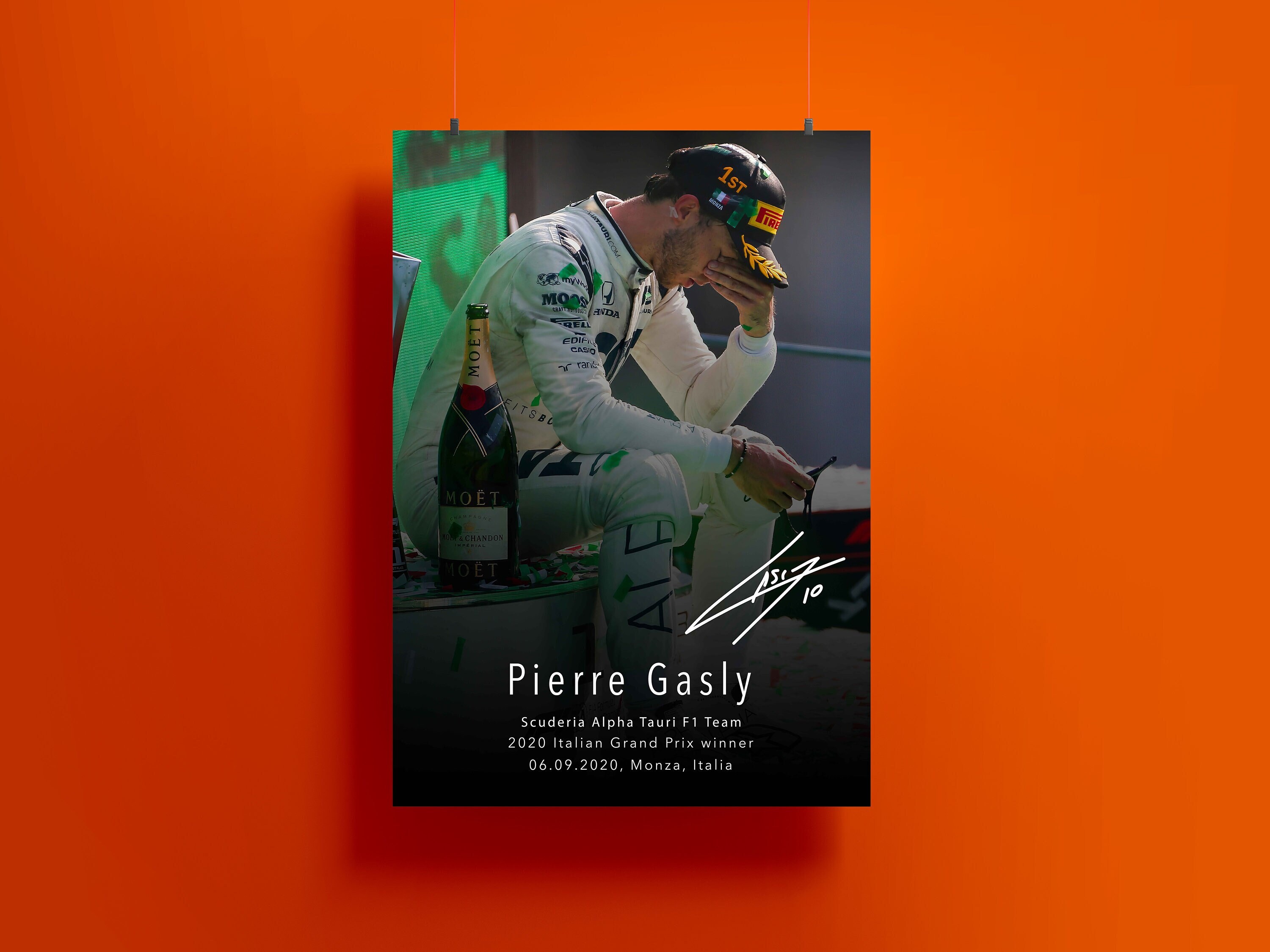 Pierre Gasly Poster Print Formula 1 Alpha Tauri Red Bull Racing Canvas Wall Art Monza GP Podium ...