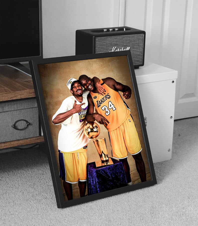 Shaq and Kobe Bryant Championship Poster Mamba Mentality NBA - Etsy