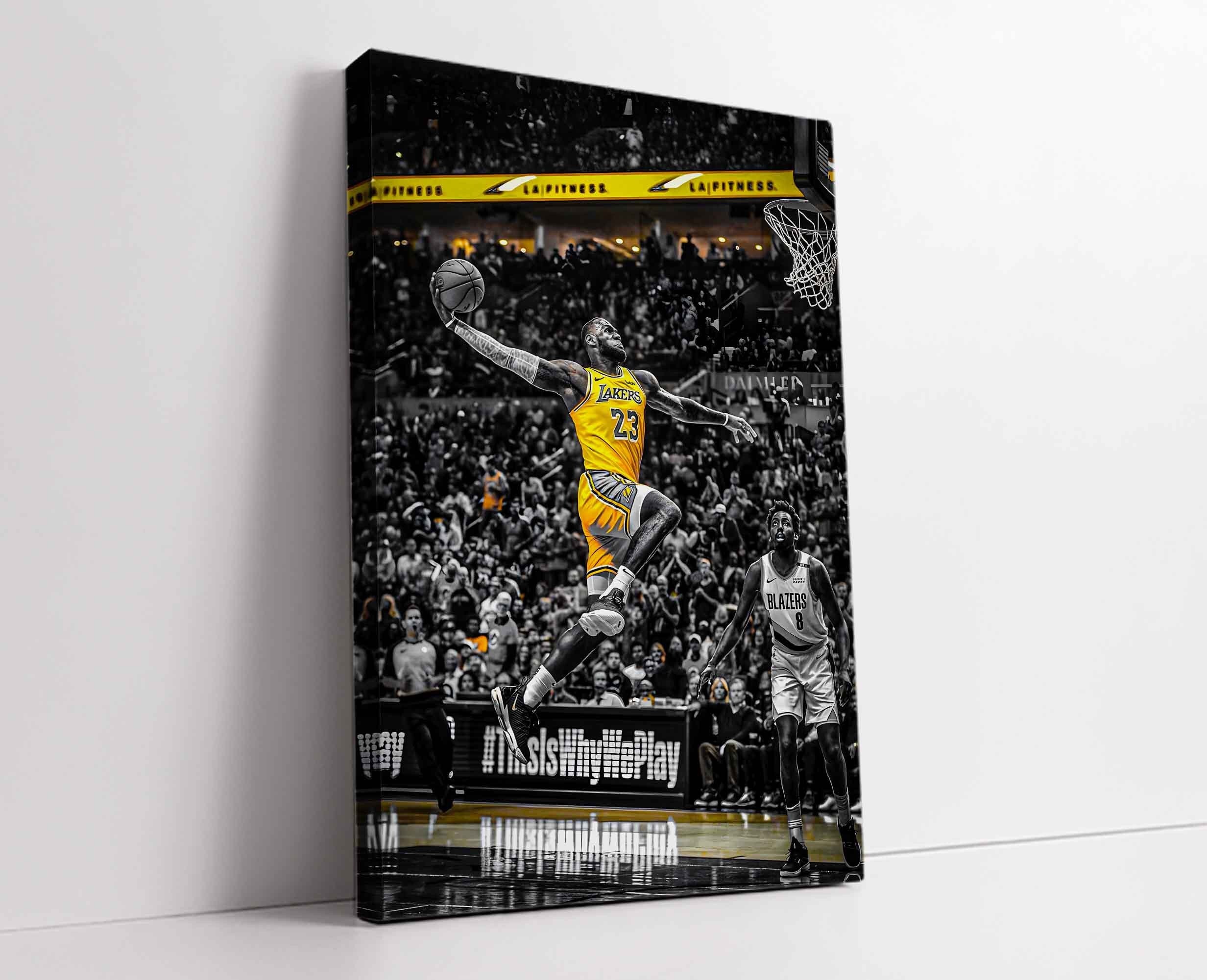Lebron James Poster, Lakers Dunk Poster Print NBA Canvas Wall Art Gift ...